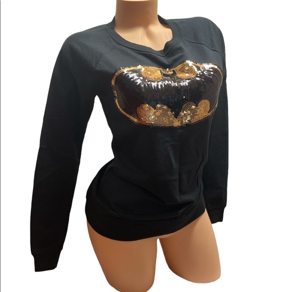 Batman | Tops | Batman Sequin Sparkle Black Pullover Sma | Poshmark